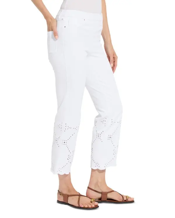 Lyssé Billie High Rise Cropped Straight Jeans With Eyelet Detail - White