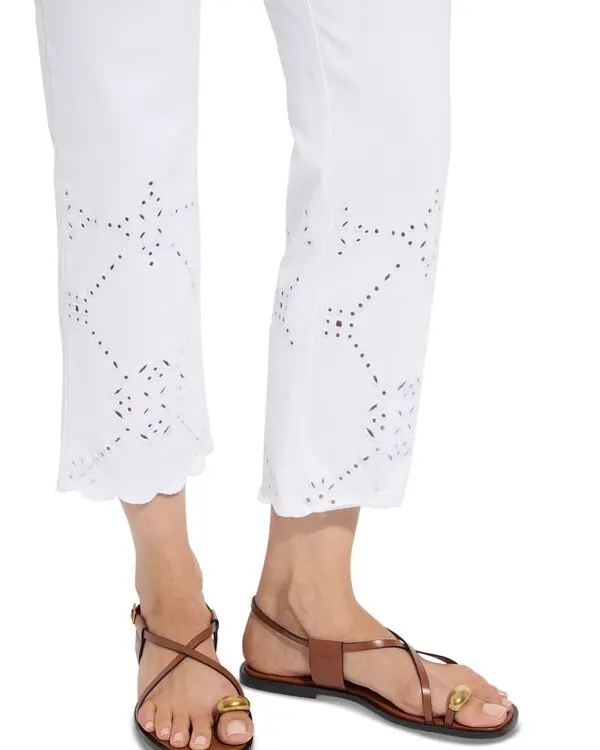 Lyssé Billie High Rise Cropped Straight Jeans With Eyelet Detail - White