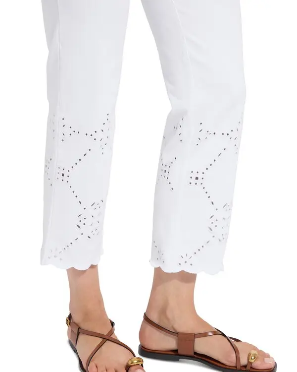 Lyssé Billie High Rise Cropped Straight Jeans With Eyelet Detail - White