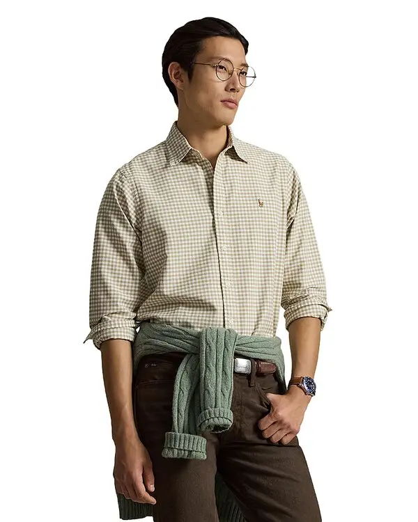 Polo Ralph Lauren Classic Fit Gingham Oxford Shirt - Beige/white