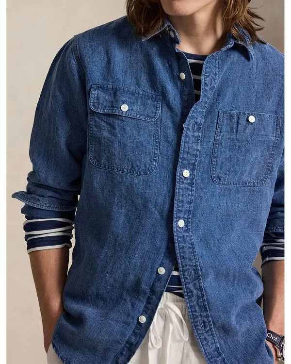 Polo Ralph Lauren Classic Fit Indigo Linen Workshirt