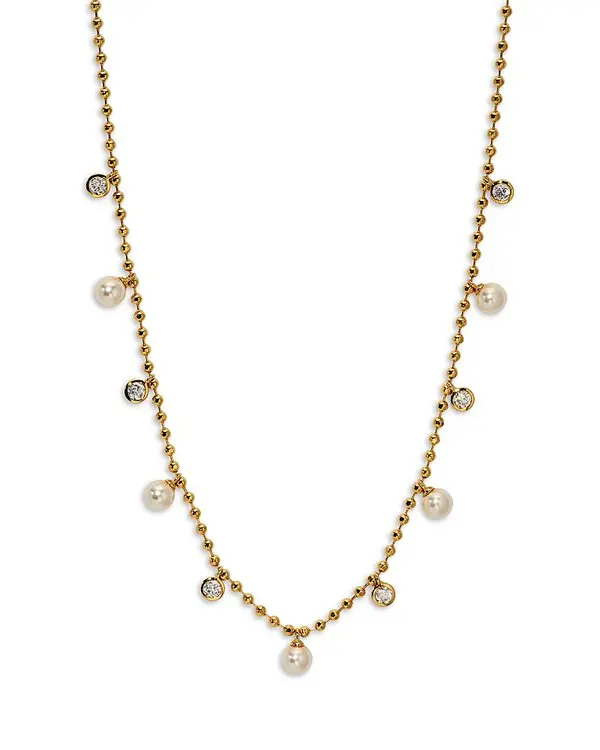 Nadri Esme Cubic Zirconia & Imitation Pearl Necklace - Gold