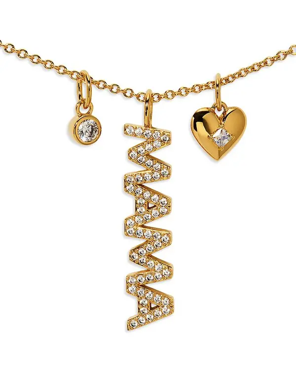 Nadri Marbella Cubic Zirconia Mama Charm Necklace - Gold