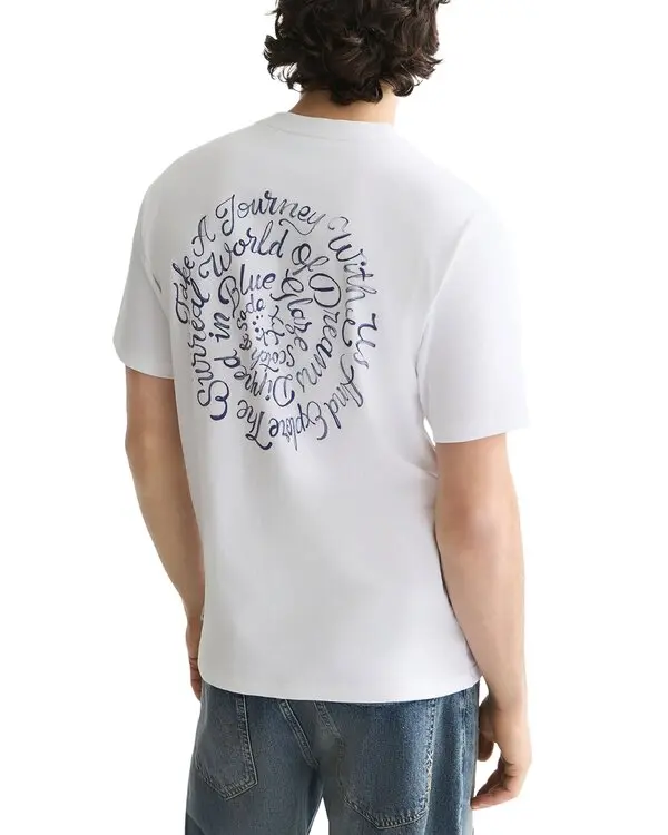 Scotch & Soda Delfts Blauw Front And Back Artwork Relaxed Fit T Shirt - Bright White