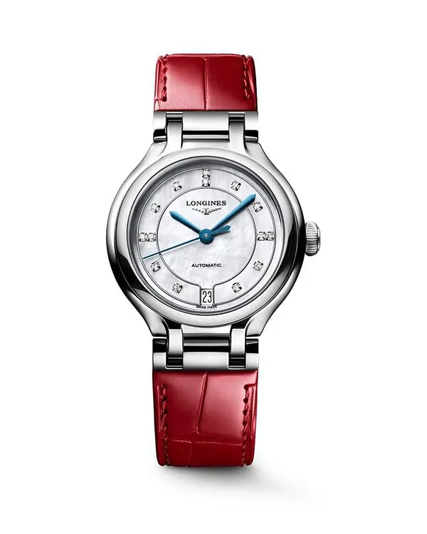 LONGINES Primaluna 34mm Watch - White Mother Of Pearl/red