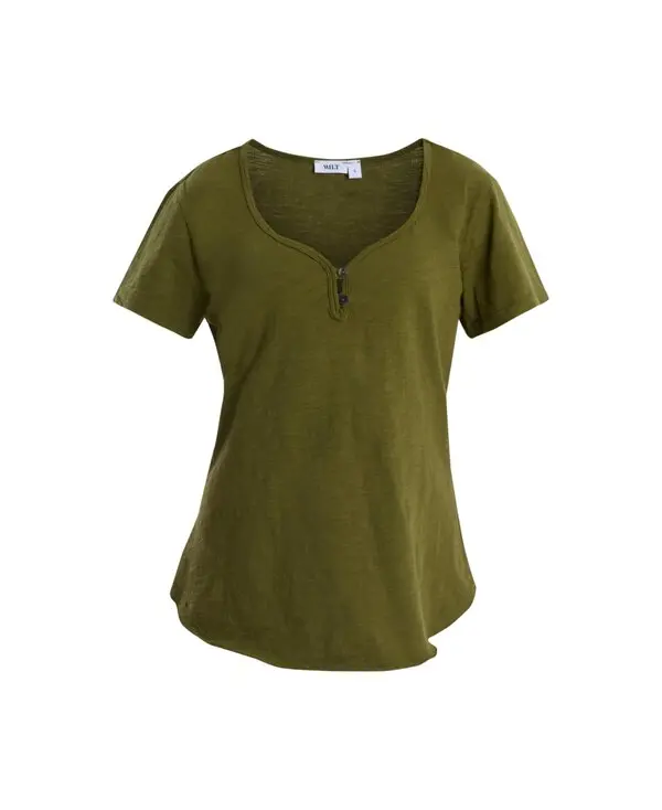 WILT CLOTHING Henley Short Sleeve Shirttail Tee - Moss