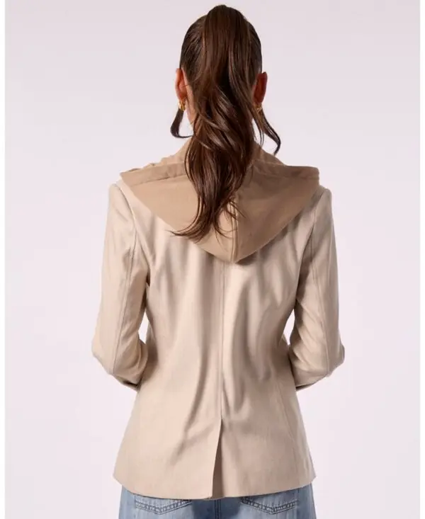 BLUE REVIVAL Helen Blazer With Hoodie Insert - Sand Herringbone
