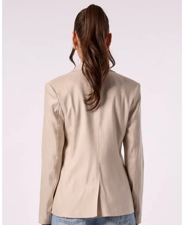 BLUE REVIVAL Helen Blazer With Hoodie Insert - Sand Herringbone
