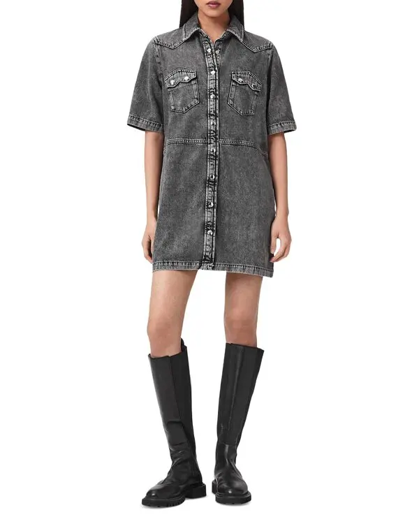 ALLSAINTS Rock Denim Shirt Dress - Washed Grey