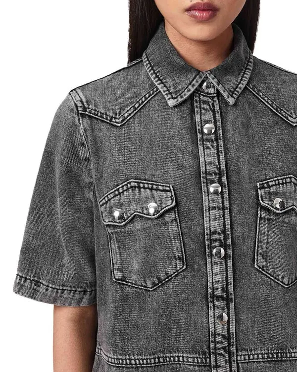 ALLSAINTS Rock Denim Shirt Dress - Washed Grey