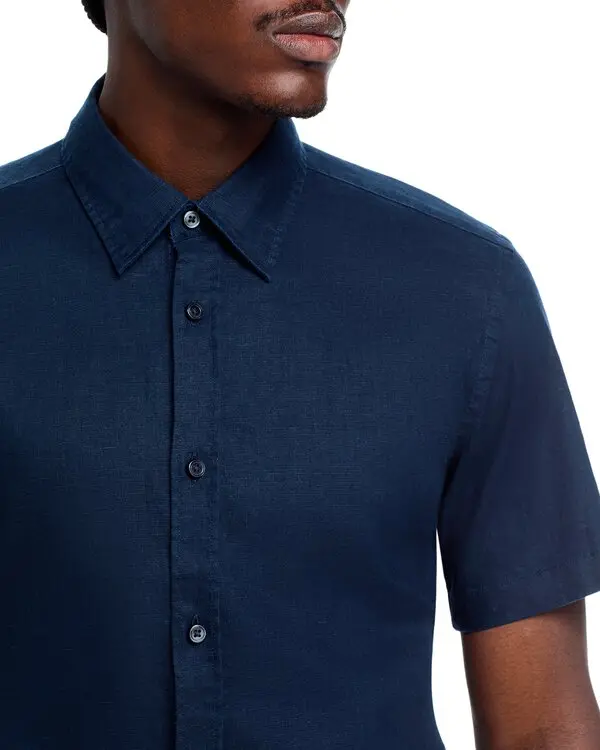 BOSS Roan Slim Fit Kent Collar Shirt - Dark Blue