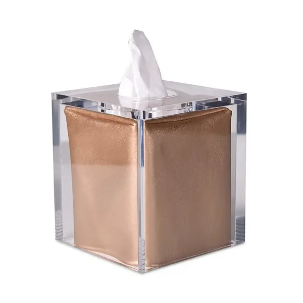 MIKE & ALLY Lucite Gold Lined Tissue Holder - Clear