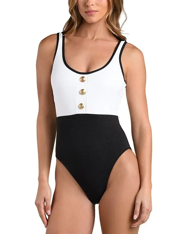 L'Agence Mila Fine Line One Piece Swimsuit - White