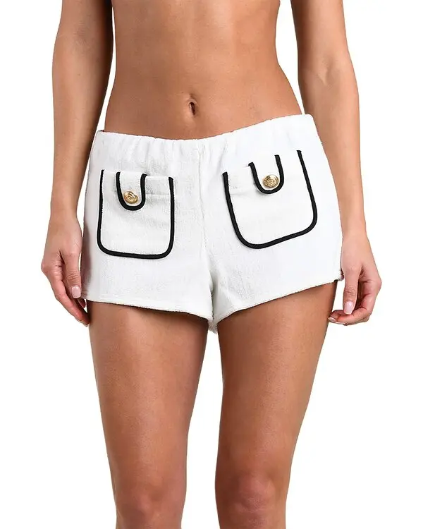 L'Agence Amiya Fine Line Cover Up Shorts - White