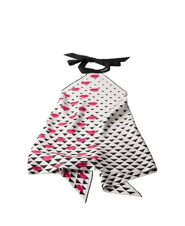 Prada Printed Silk Twill Top - Black