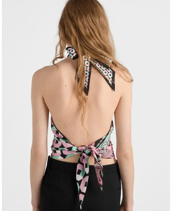 Prada Printed Silk Twill Top - Green