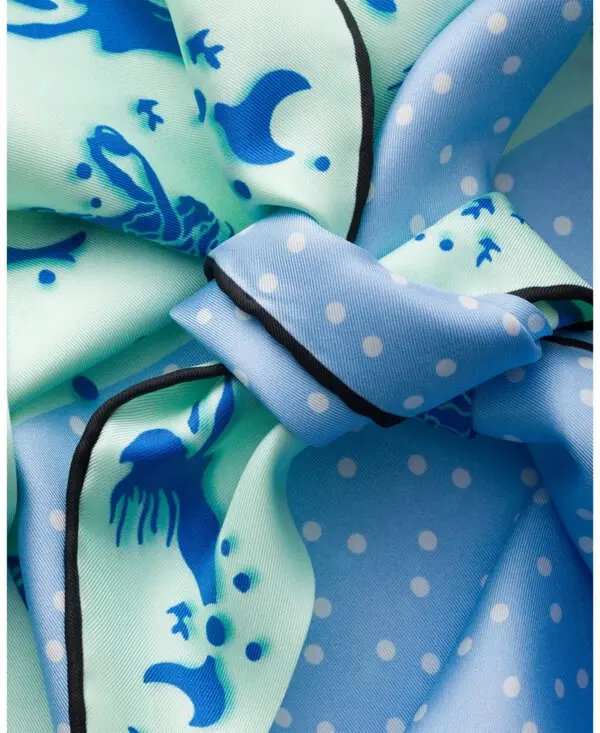 Prada Printed Silk Twill Top - Light Blue