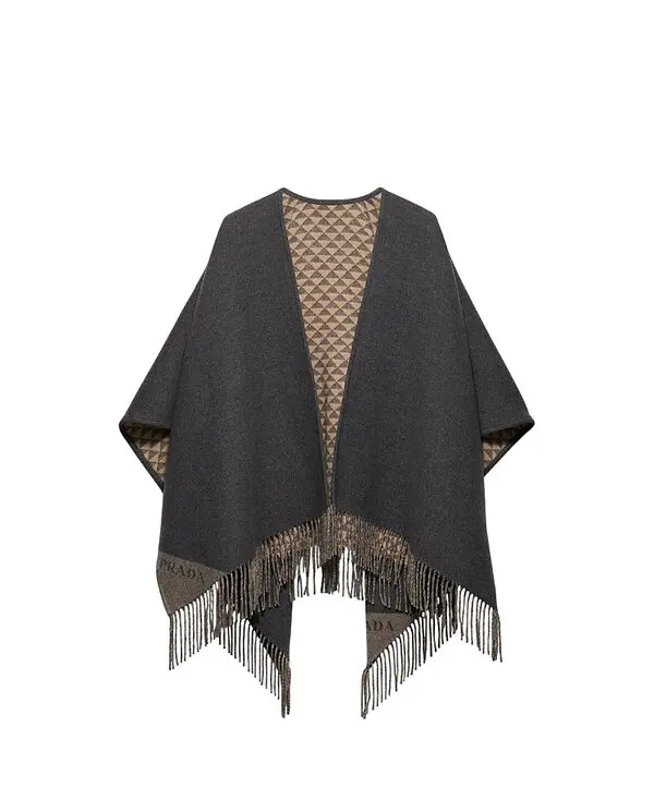 Prada Reversible Wool And Cashmere Poncho - Grey