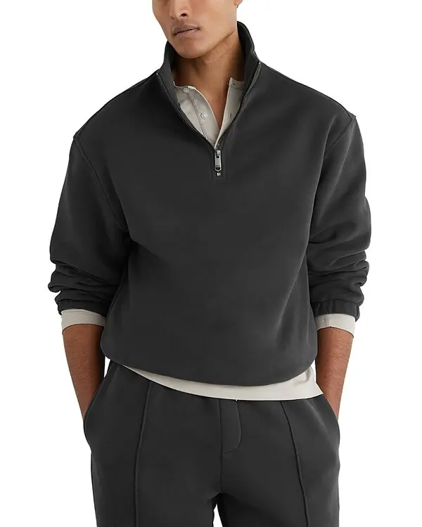 REISS Quinn Quarter Zip Pullover - Washed Black