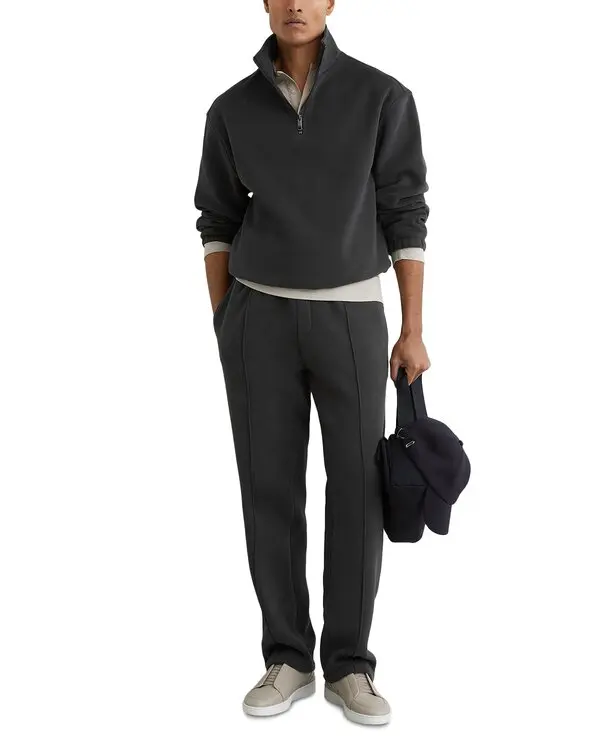 REISS Quinn Quarter Zip Pullover - Washed Black
