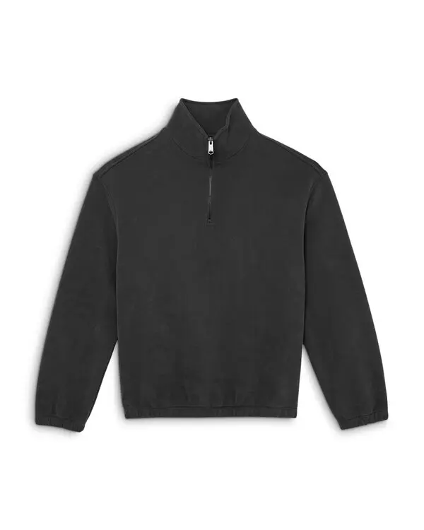REISS Quinn Quarter Zip Pullover - Washed Black