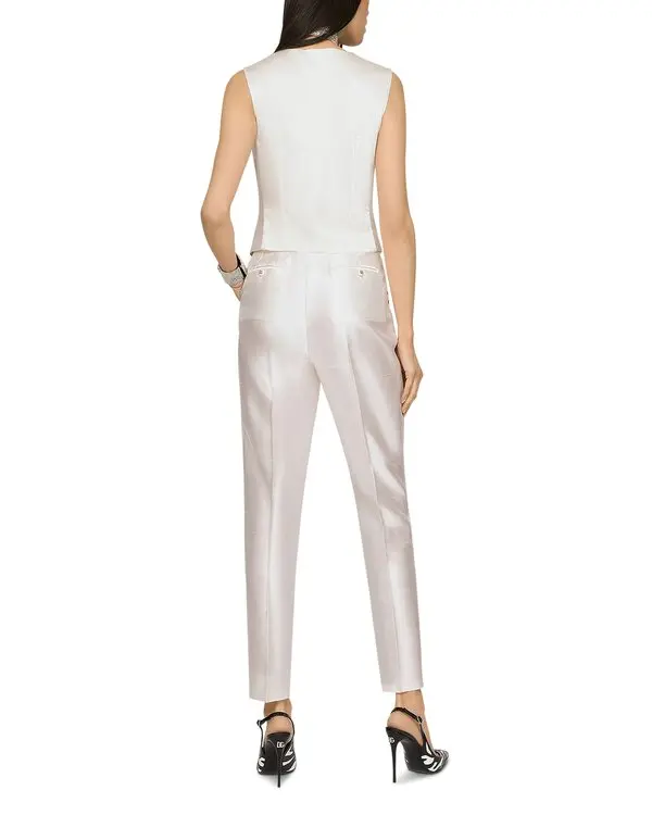 Dolce & Gabbana Shantung Silk Tailored Pants - White