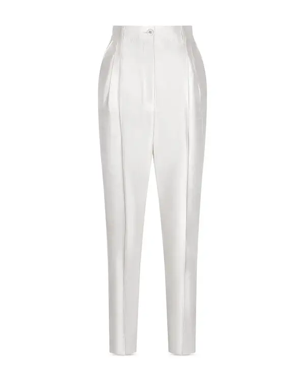 Dolce & Gabbana Shantung Silk Tailored Pants - White