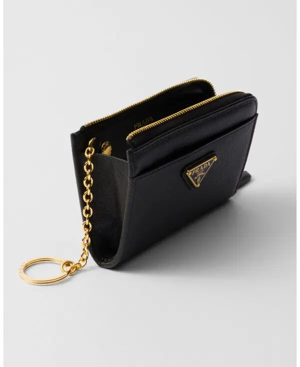 Prada Saffiano Leather Keychain - Black