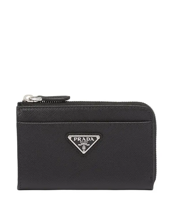 Prada Saffiano Leather Keychain - Open Black