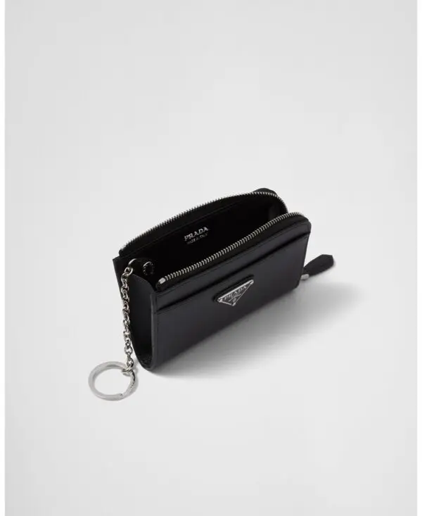 Prada Saffiano Leather Keychain - Open Black