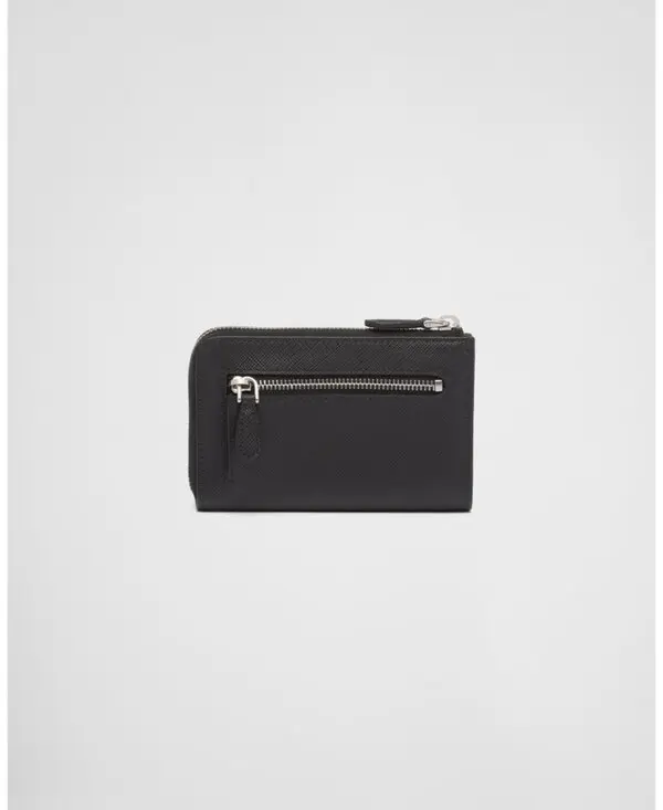 Prada Saffiano Leather Keychain - Open Black