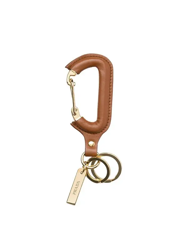 Prada Leather Keychain - Brown