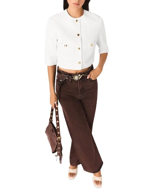 Maje Short Linen Blend Jacket - White