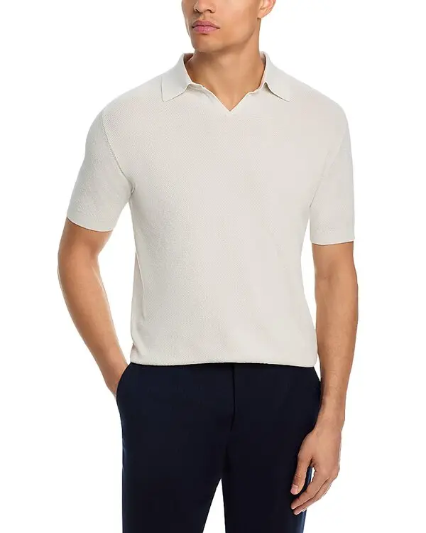 Boglioli Garment Dye Pique Knit Johnny Collar Polo - Cream