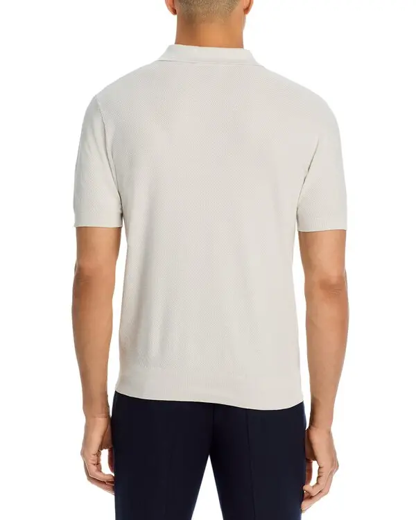 Boglioli Garment Dye Pique Knit Johnny Collar Polo - Cream