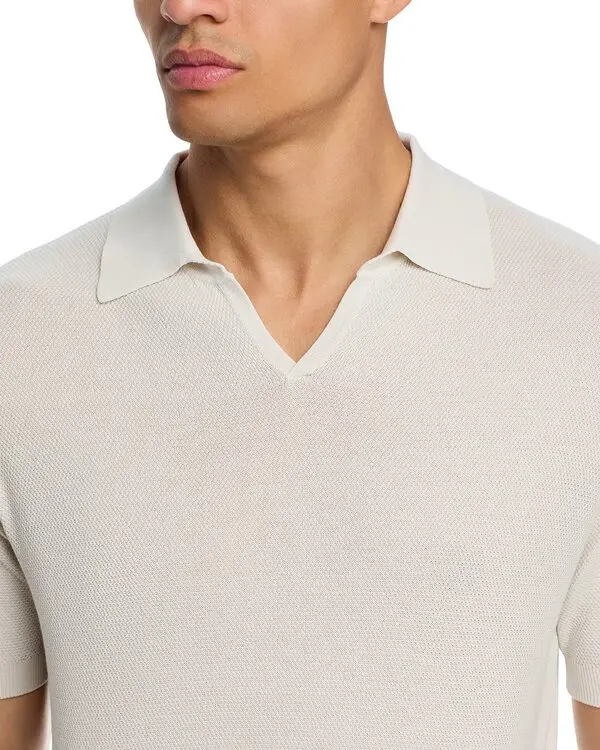 Boglioli Garment Dye Pique Knit Johnny Collar Polo - Cream