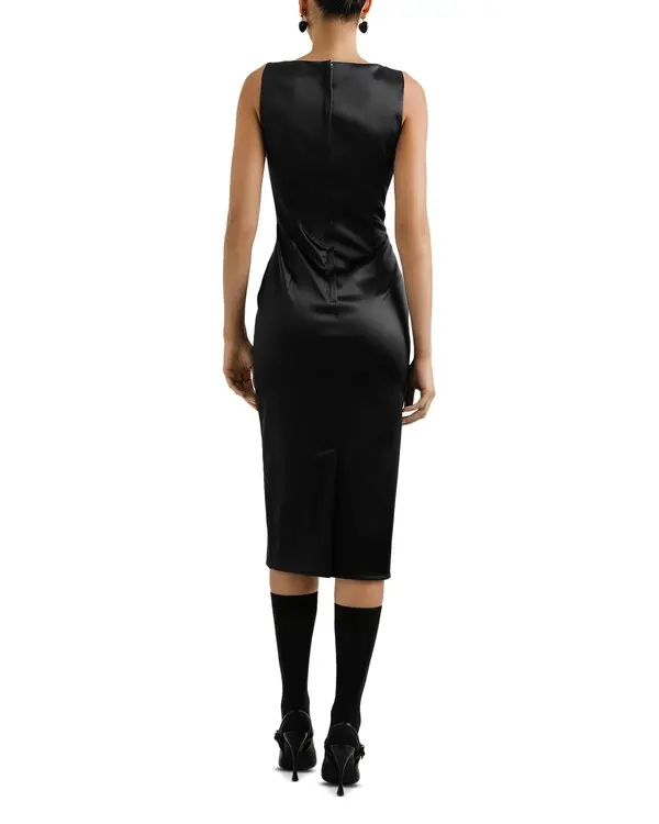 Dolce & Gabbana Stretch Satin Midi Dress - Black