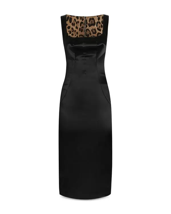 Dolce & Gabbana Stretch Satin Midi Dress - Black