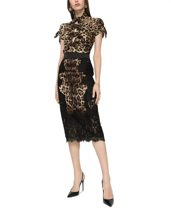 Dolce & Gabbana Leopard Print Silk Blend Blouse