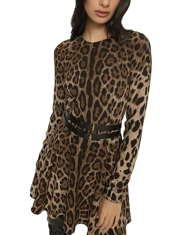 Dolce & Gabbana Cady Print Mini Dress - Leopard