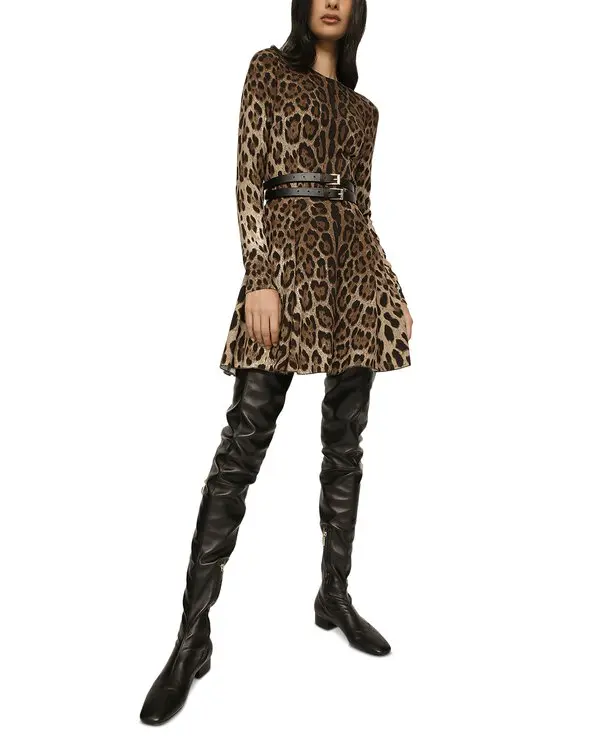 Dolce & Gabbana Cady Print Mini Dress - Leopard