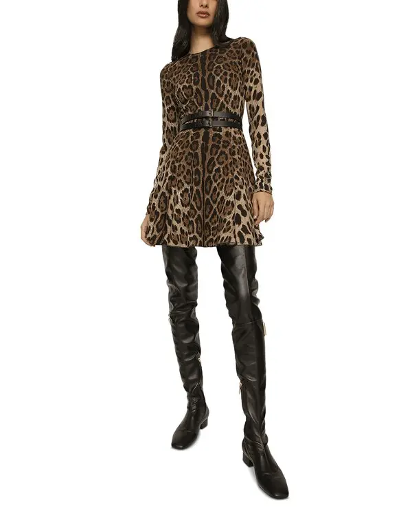 Dolce & Gabbana Cady Print Mini Dress - Leopard