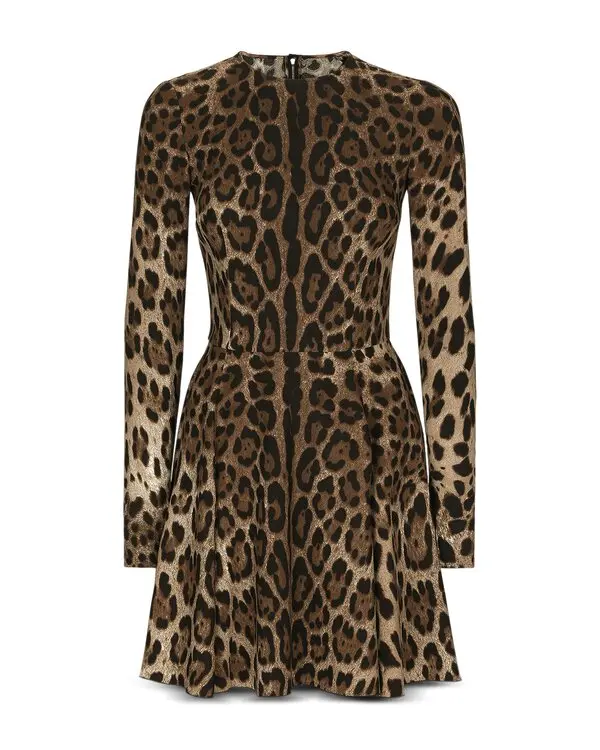 Dolce & Gabbana Cady Print Mini Dress - Leopard