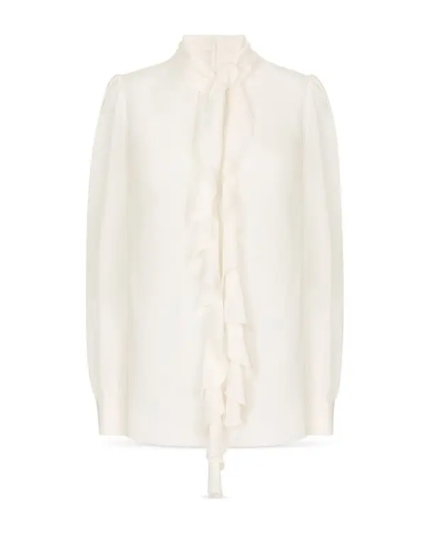 Dolce & Gabbana Georgette Silk Ruffle Blouse