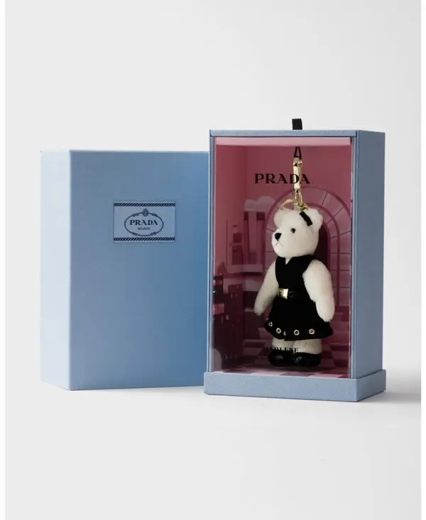 Prada Teddy Keychain Charm - Open White