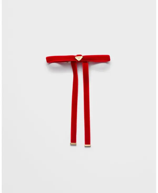 Prada Velvet Hair Clip - Red