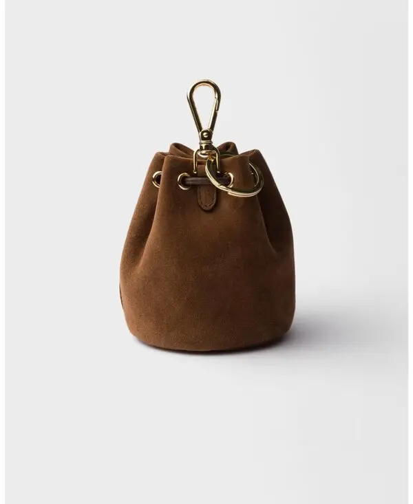 Prada Mini Icon Suede Keychain Charm - Brown