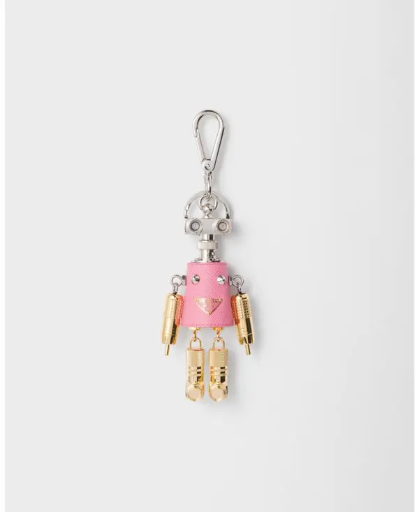 Prada Robot Saffiano Leather Key Ring Charm