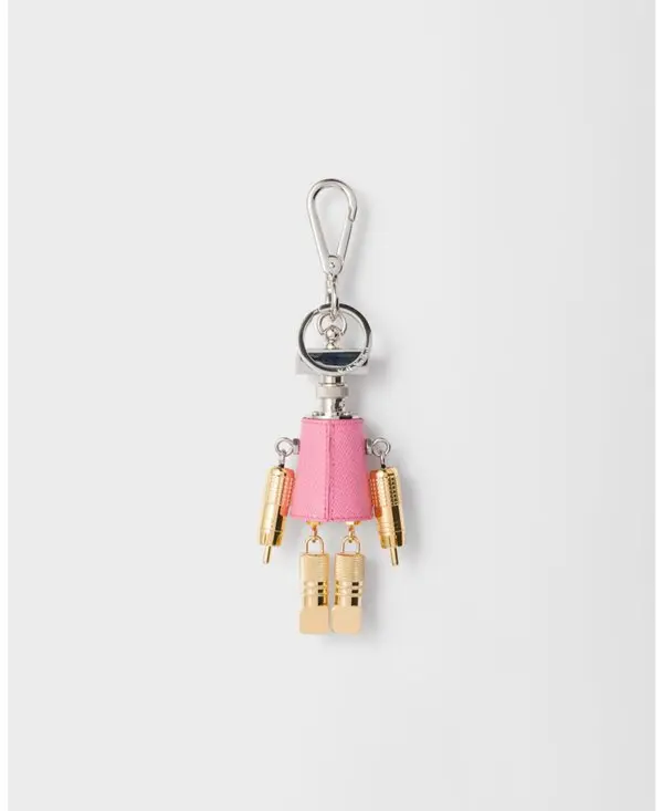 Prada Robot Saffiano Leather Key Ring Charm