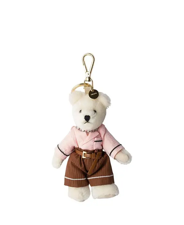 Prada Teddy Bear Keychain Charm - Open White